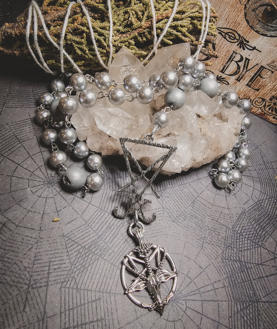 Satanic Rosary With Druzzy and Crystals Occult Witchy - Etsy