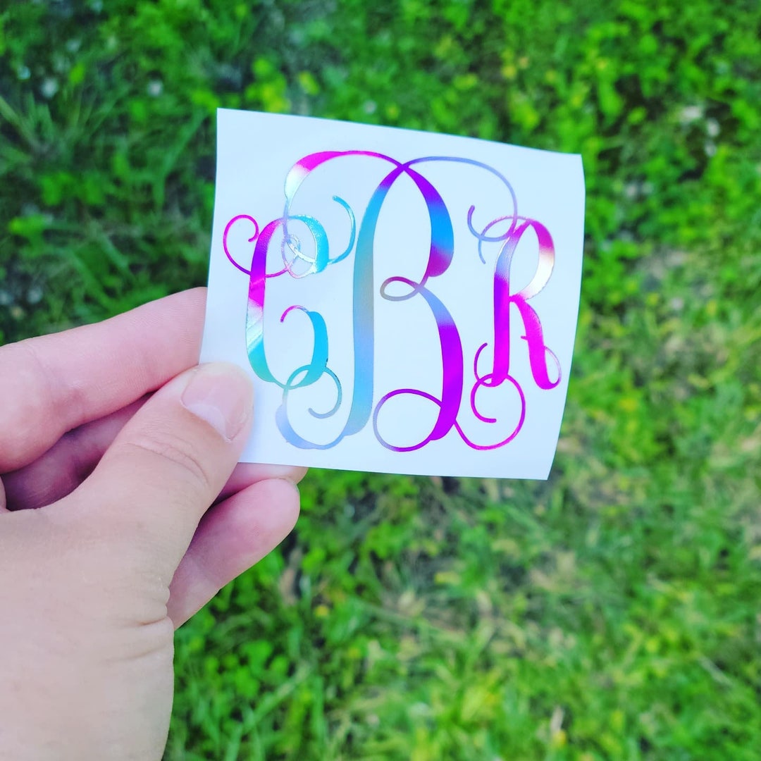 Personalized Holographic Monogram Decal: Vinyl Sticker for Tumblers - Etsy