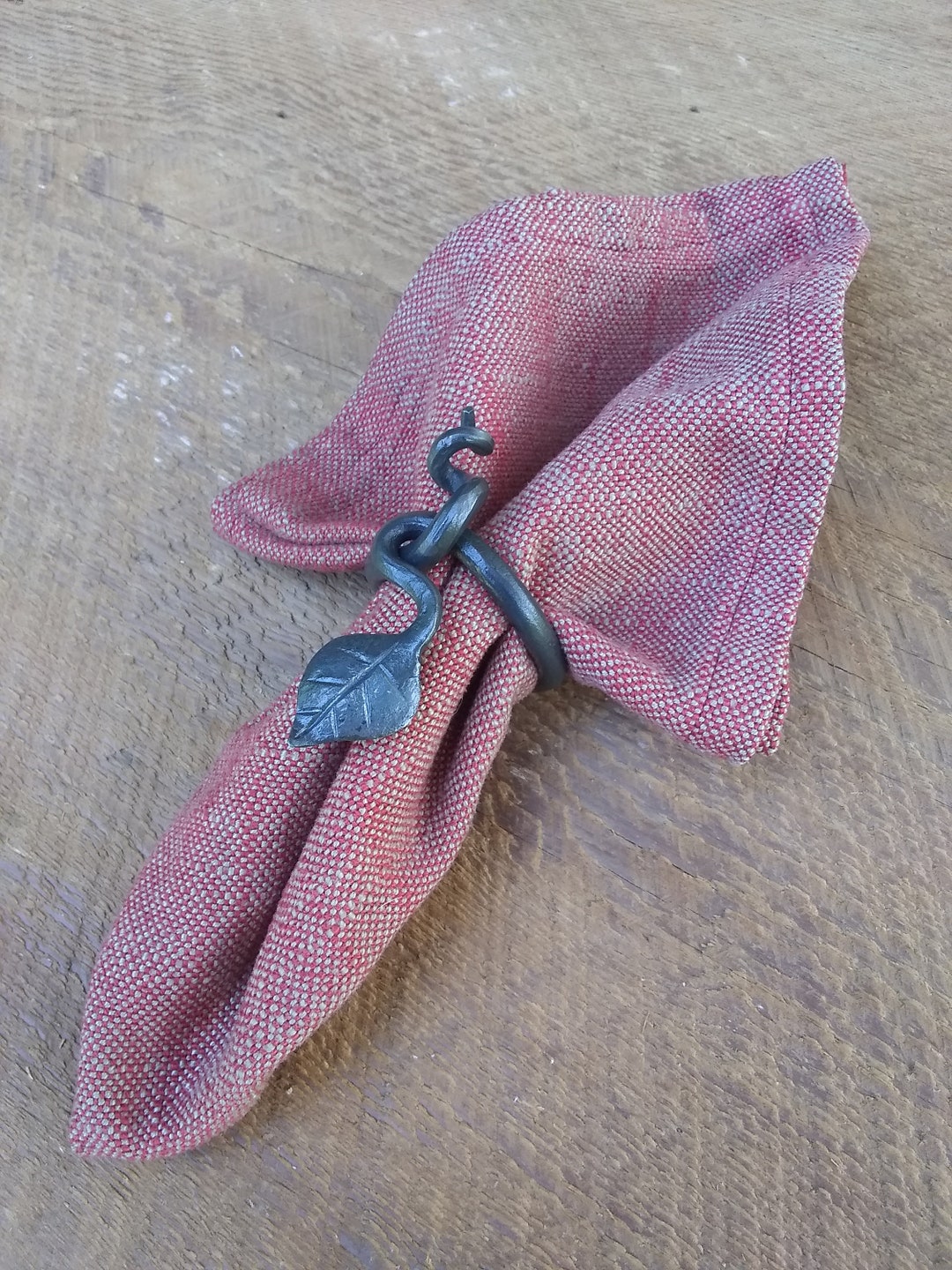 Napkin Rings, Set of 4, Hand Forged Leaf Motif - Etsy