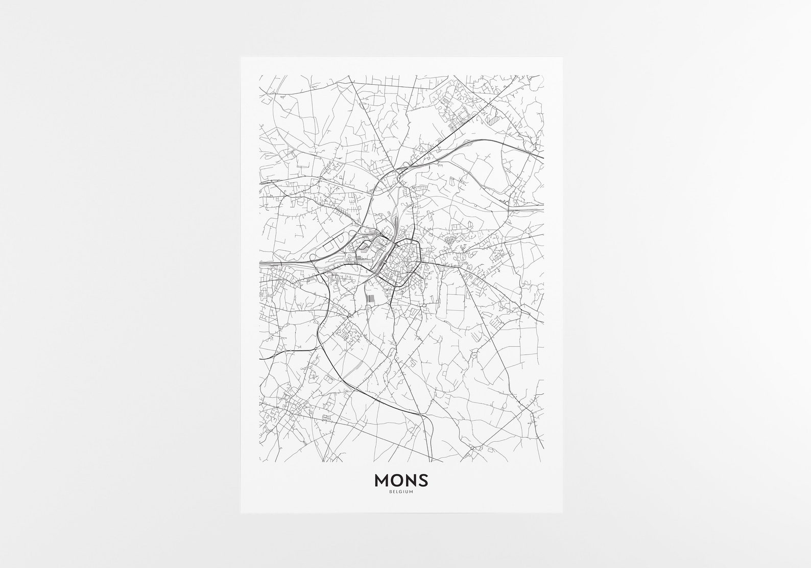 Mons Map Print City Map Wall Art Mons Belgium Mapa Cartel | Etsy