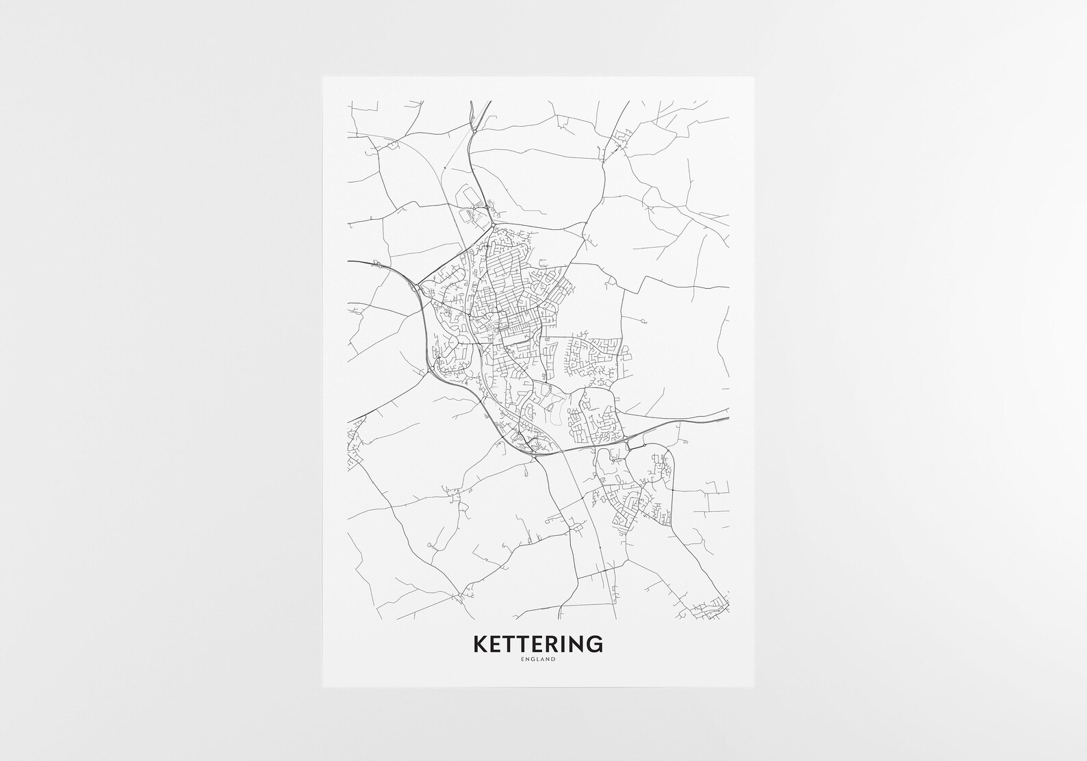 Kettering Map Print City Map Wall Art Kettering Map Travel | Etsy