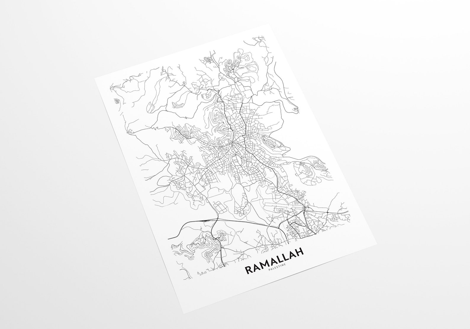 Ramallah Map Print City Map Wall Art Ramallah Palestine Map | Etsy