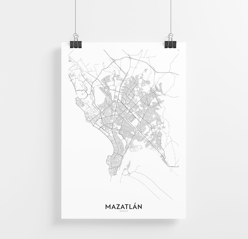 Mazatlán City Map Print City Map Wall Art Mazatlán Mexico | Etsy