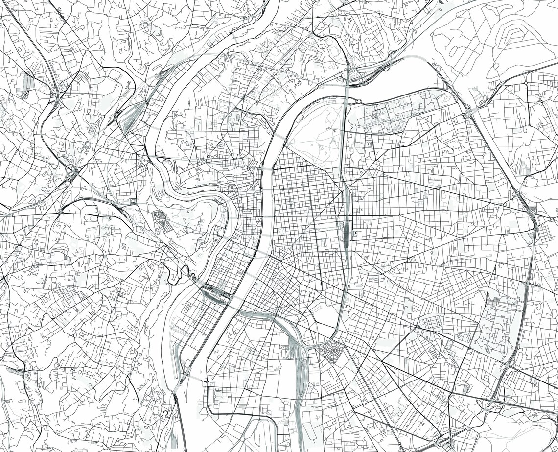 Lyon Map Print City Map Wall Art Lyon Map Travel Poster | Etsy