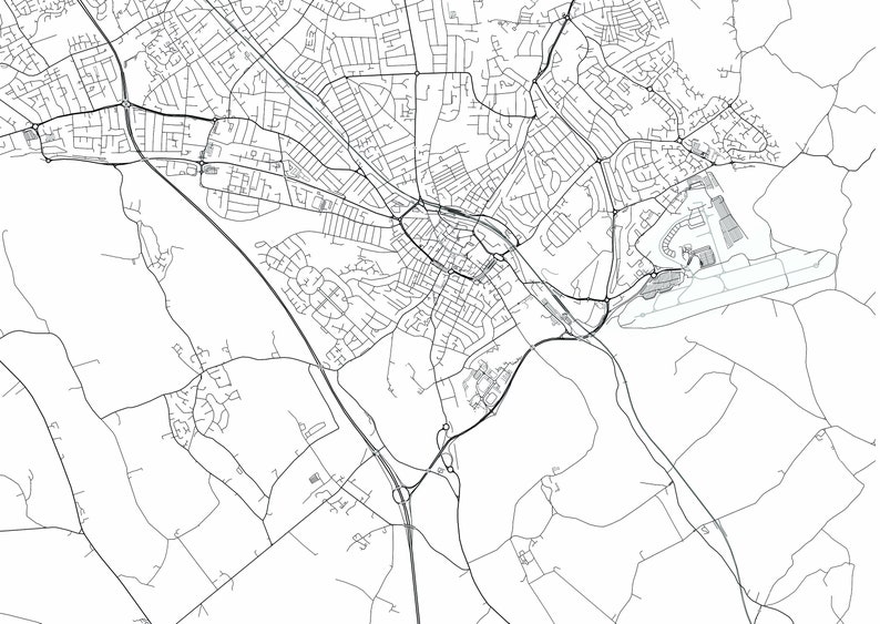 Luton Map Print City Map Wall Art Luton England Map Travel | Etsy