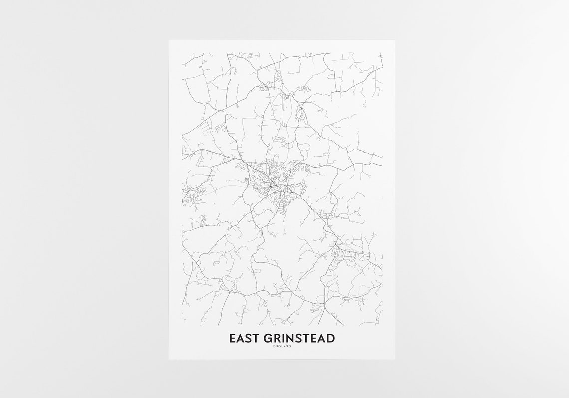 East Grinstead Map Print City Map Wall Art East Grinstead | Etsy