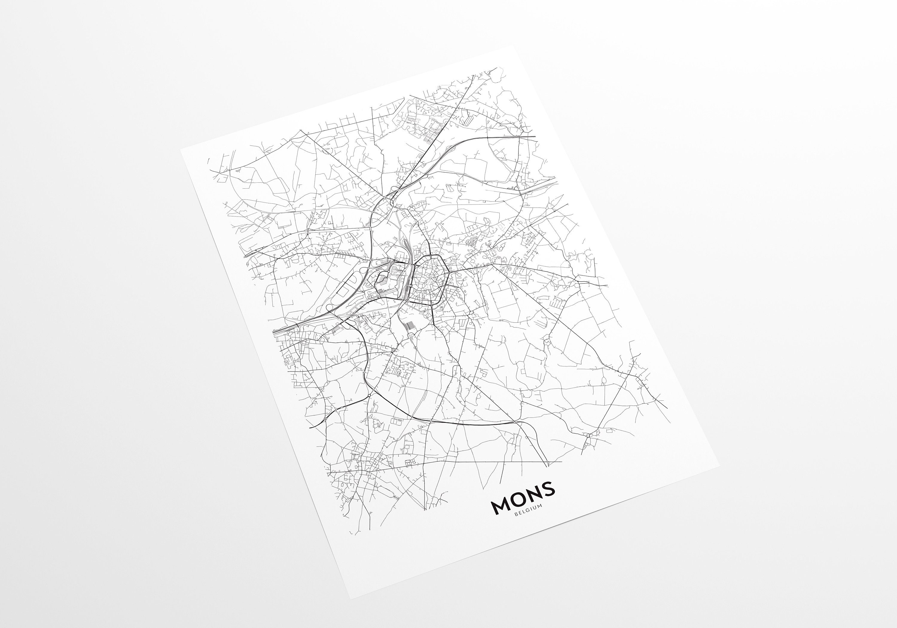 Mons Map Print City Map Wall Art Mons Belgium Mapa Cartel | Etsy