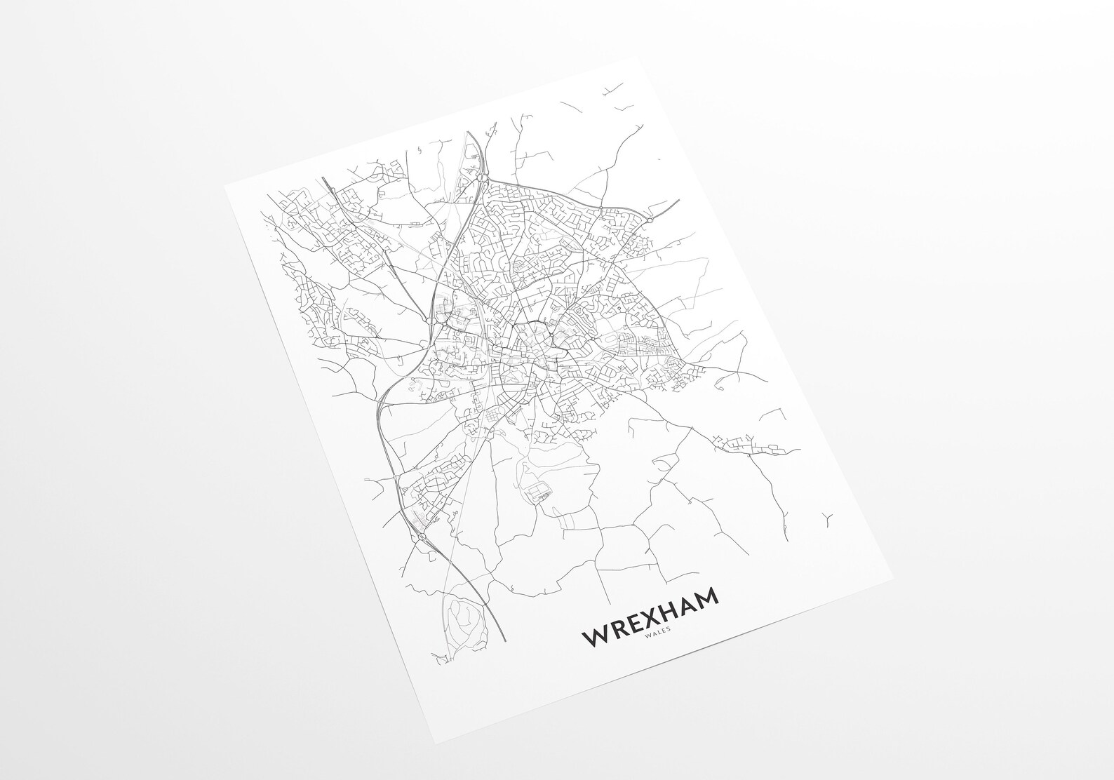 Wrexham Map Print City Map Wall Art Wrexham Map Travel | Etsy