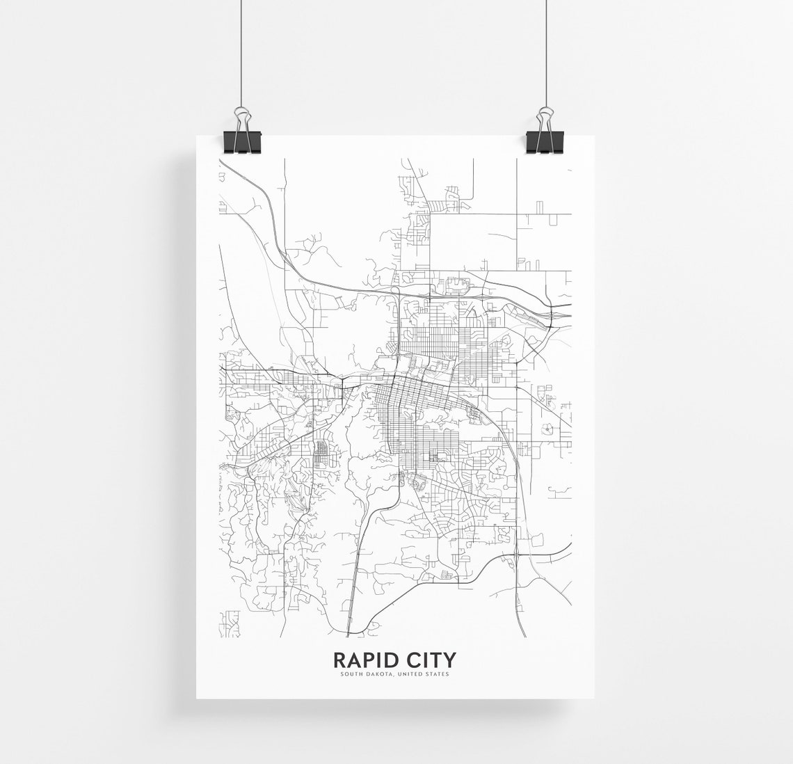 Rapid City Map Print City Map Wall Art Rapid CityMap Travel | Etsy