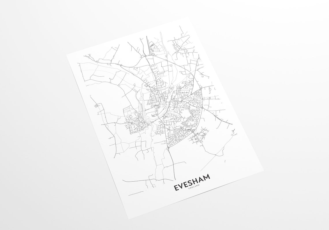Evesham Map Print City Map Wall Art Evesham Map Travel | Etsy