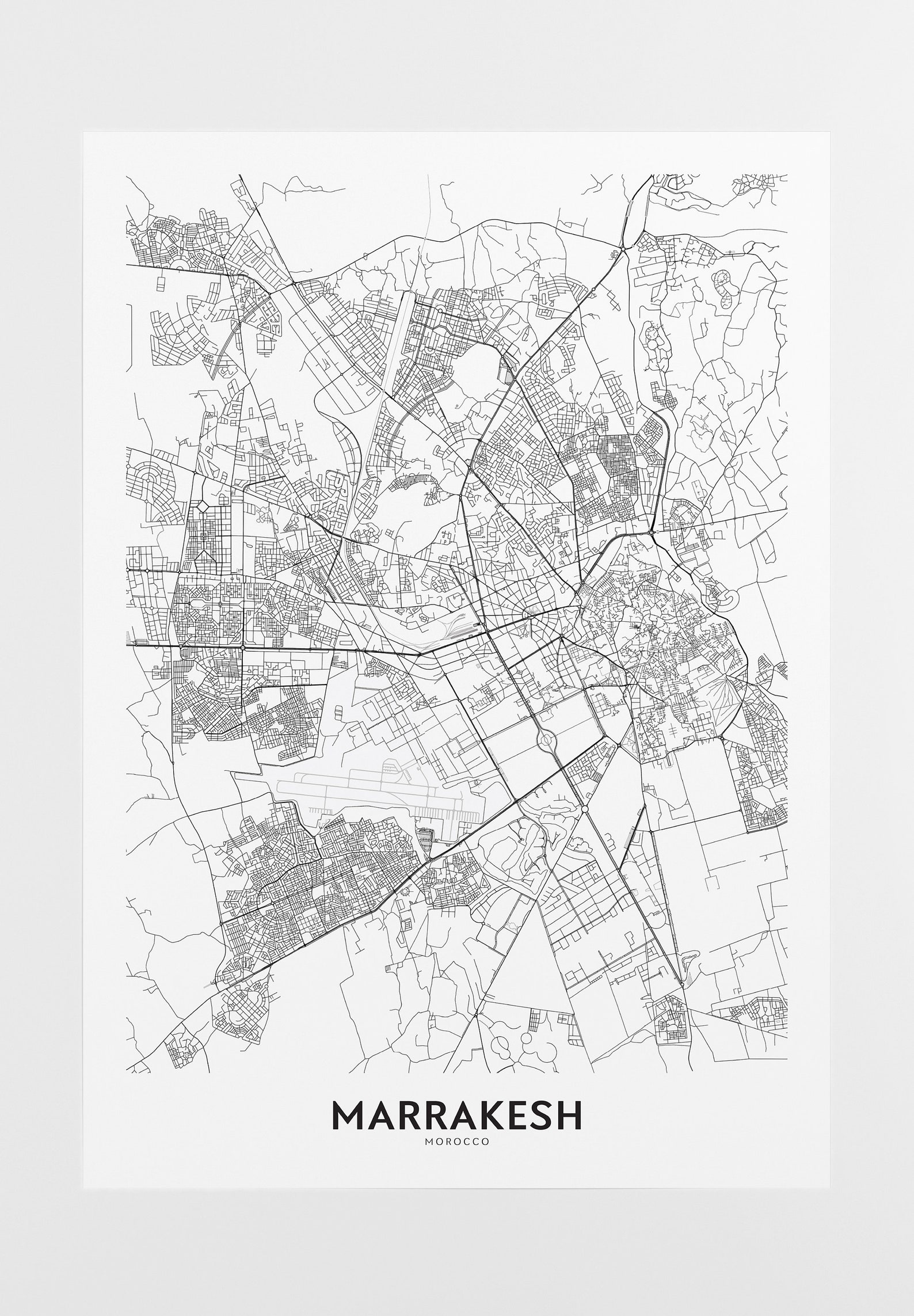 Marrakesh Map Print City Map Wall Art Marrakesh Map Travel | Etsy