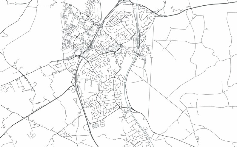 Hatfield Map Print City Map Wall Art Hatfield Hertfordshire | Etsy