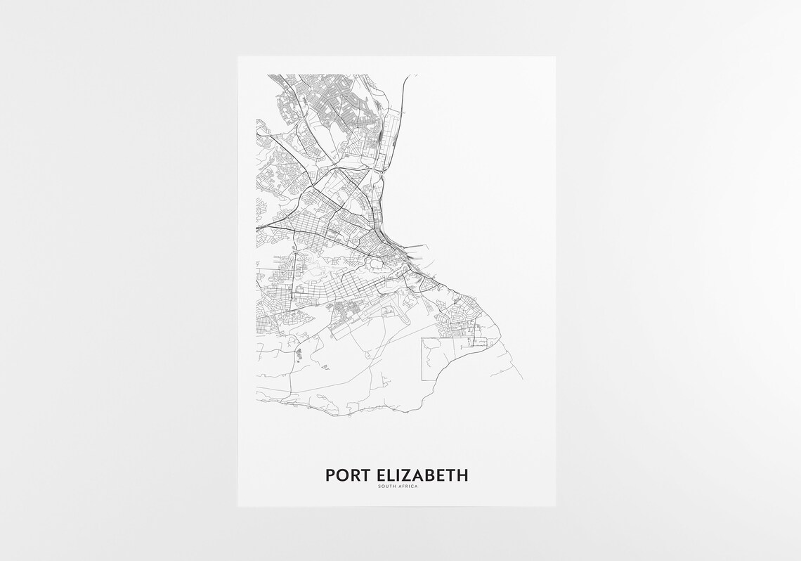 Port Elizabeth Map Print City Map Wall Art Port Elizabeth | Etsy