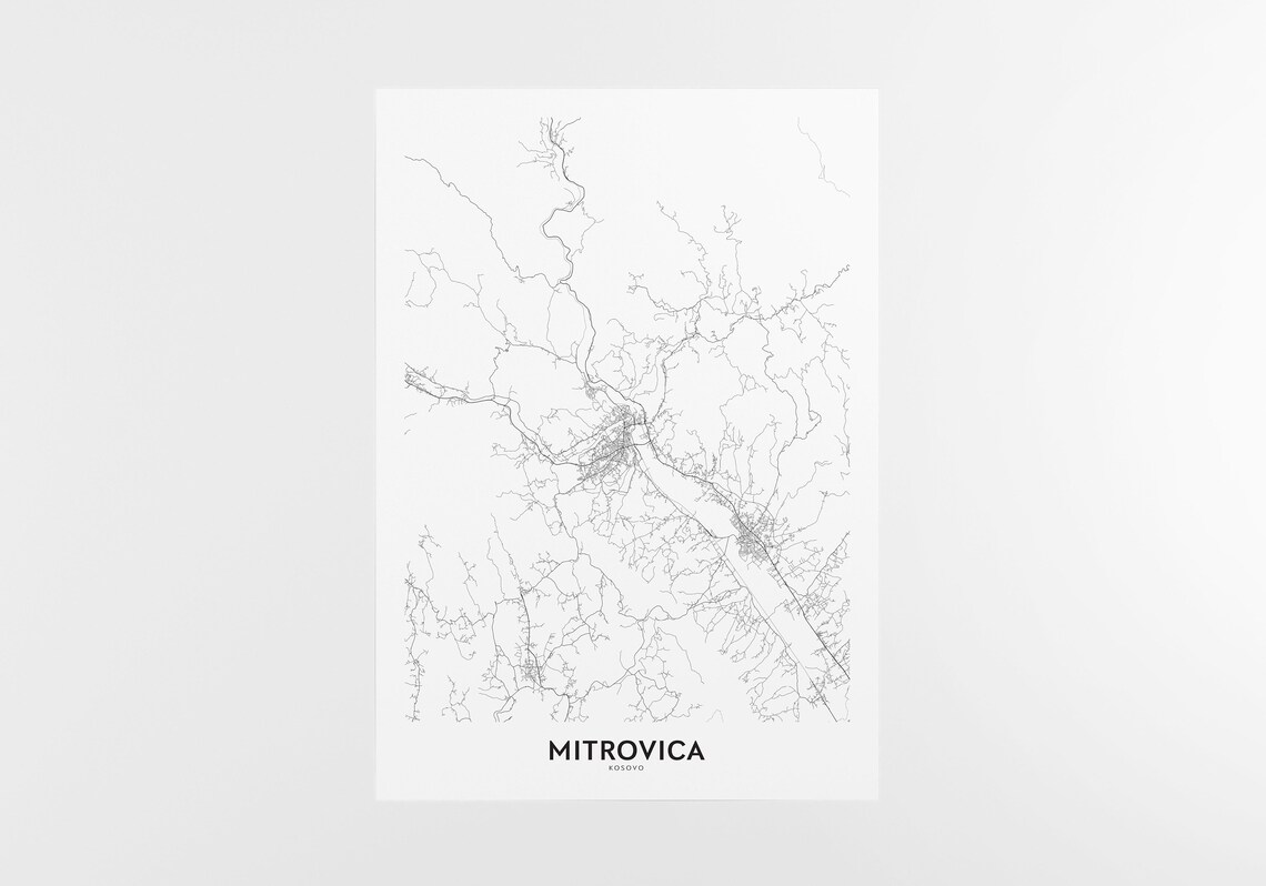 Mitrovica Map Print City Map Wall Art Mitrovica Map Travel | Etsy