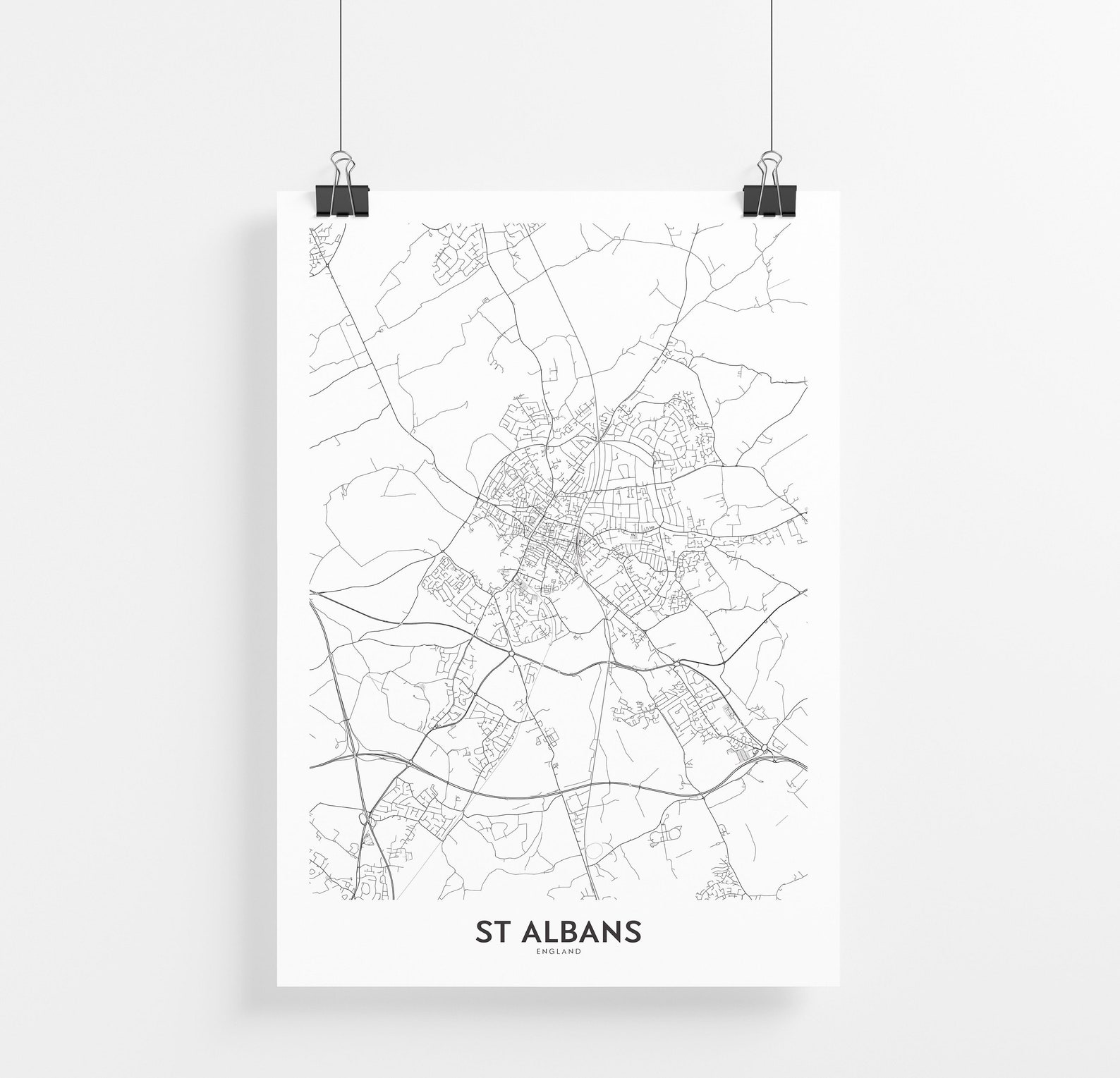 St Albans Map Print City Map Wall Art St Albans Map Travel | Etsy