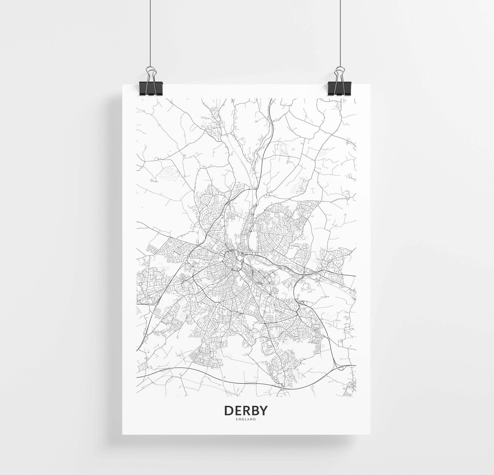 Derby Map Print City Map Wall Art Derby Map Travel Poster | Etsy