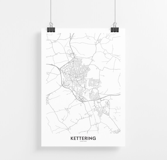 Prints Home Décor Digital Print Files M1138 Kettering Map INSTANT ...