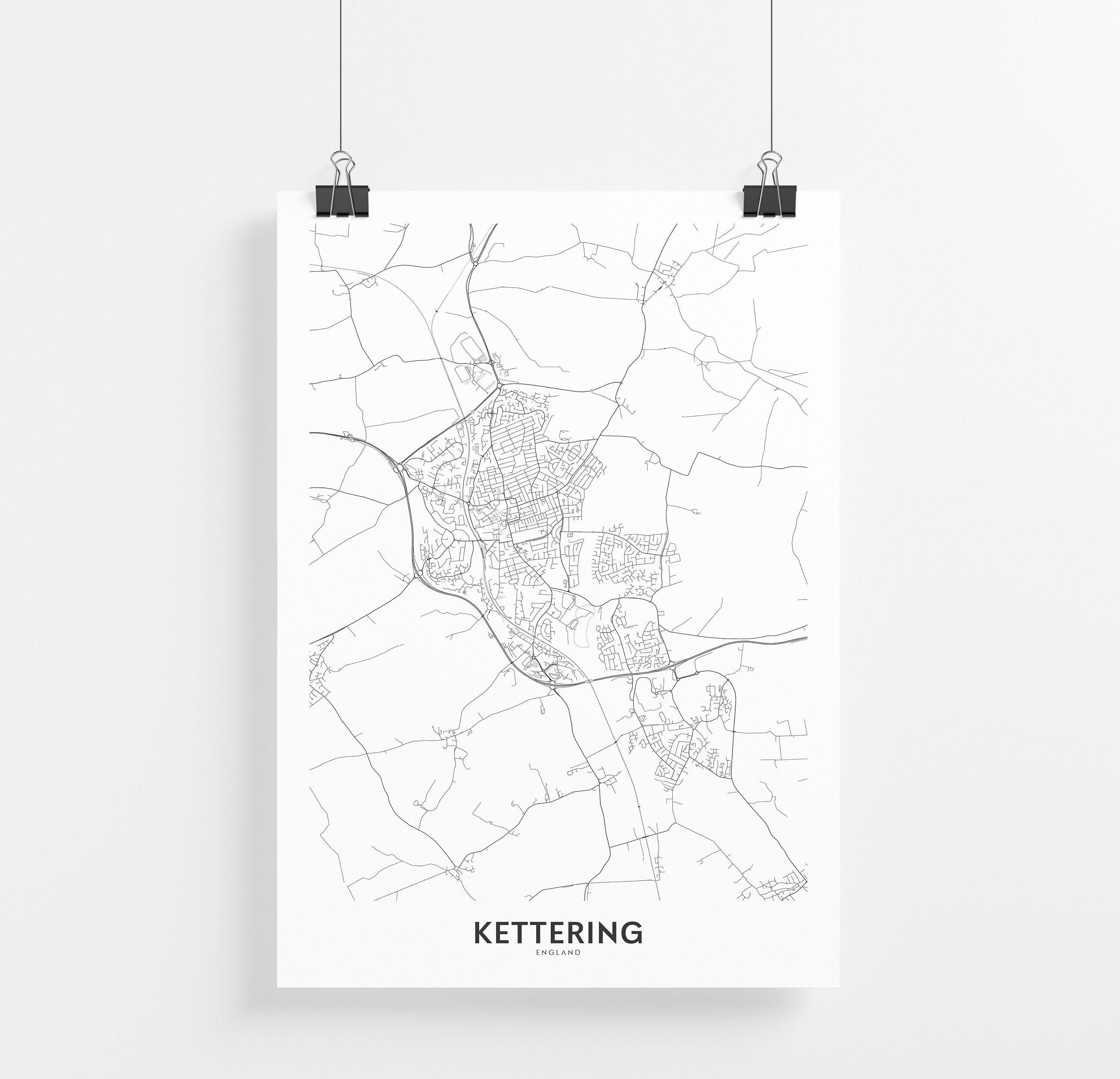 Prints Home Décor Digital Print Files M1138 Kettering Map INSTANT ...