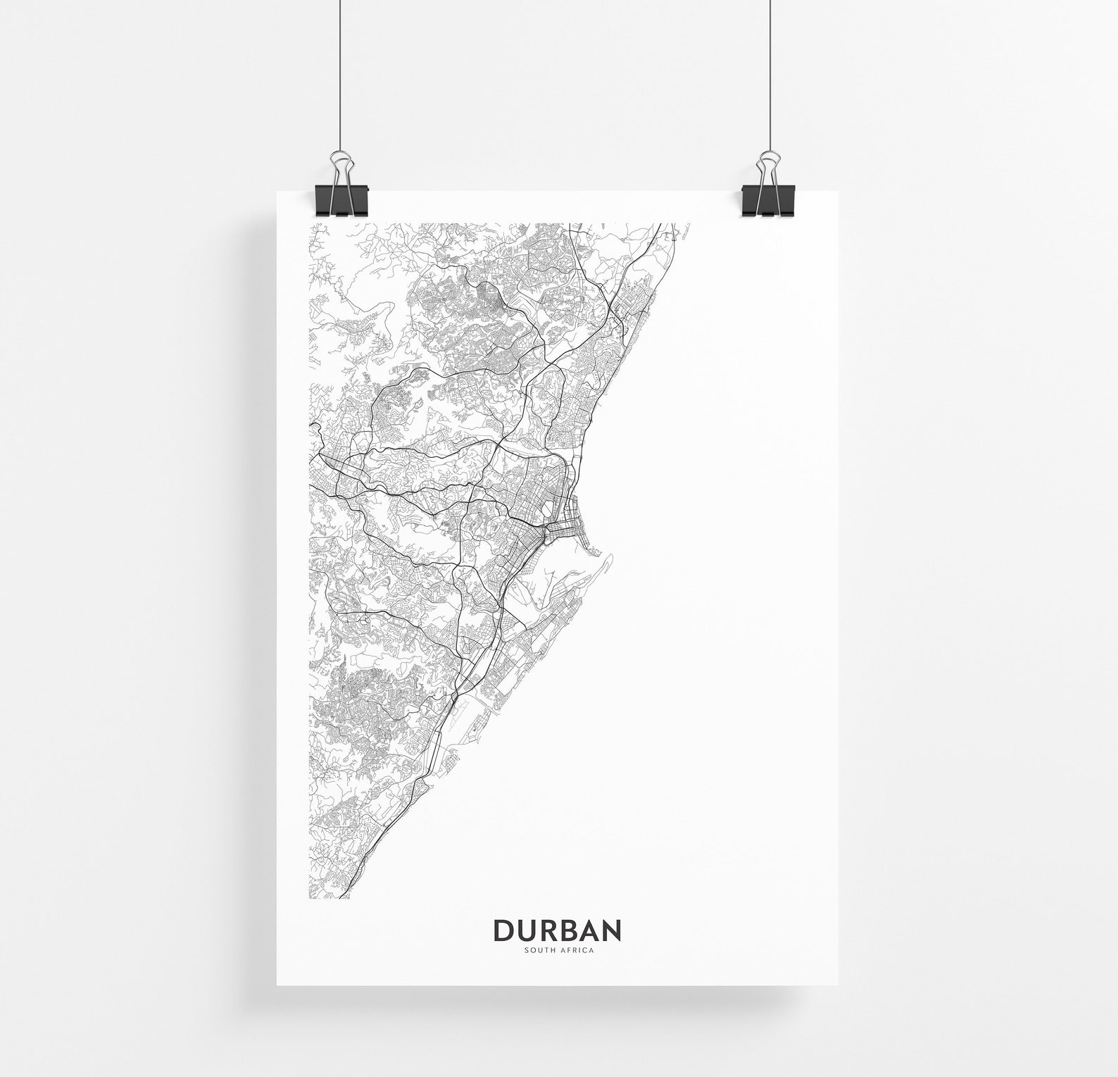 Durban Map Print City Map Wall Art Durban Map Travel | Etsy