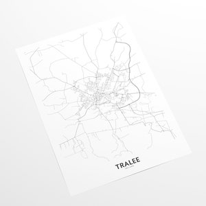 Tralee Map Print City Map Wall Art Tralee Ireland Map | Etsy