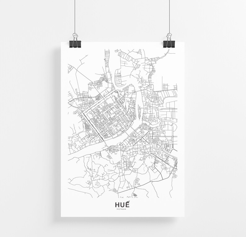 Hue Map Print City Map Wall Art Hue Map Travel Poster Wall | Etsy