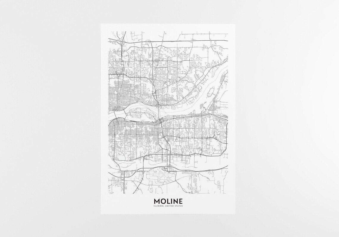 Moline Map Print City Map Wall Art Moline Illinois Map | Etsy
