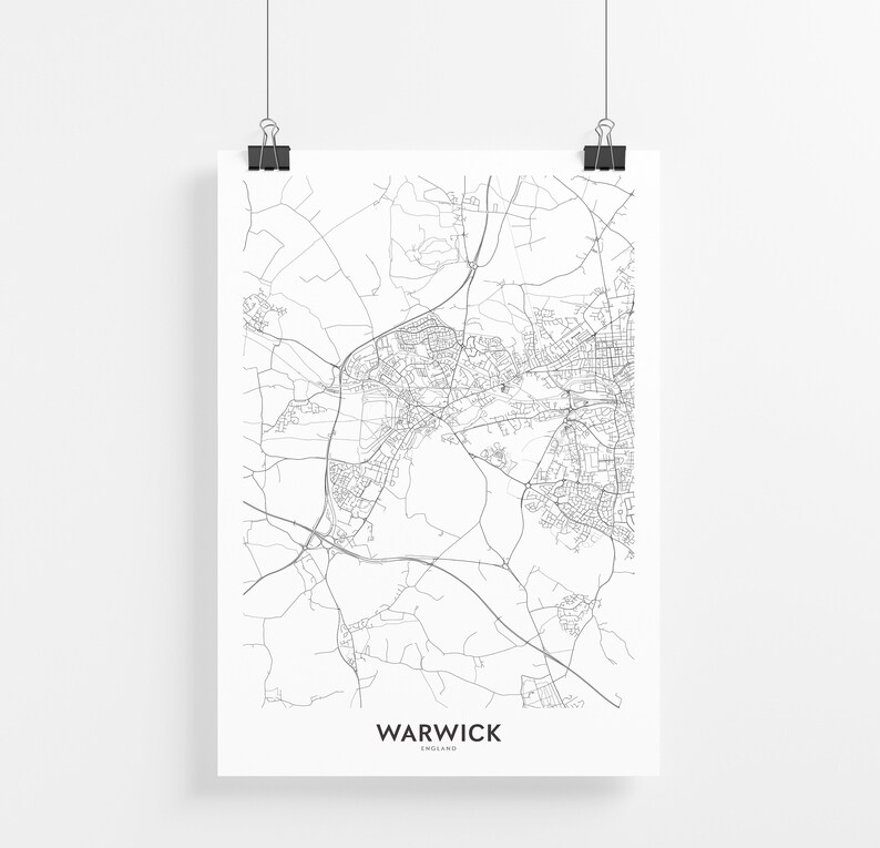 Warwick Map Print City Map Wall Art Warwick Map Travel | Etsy
