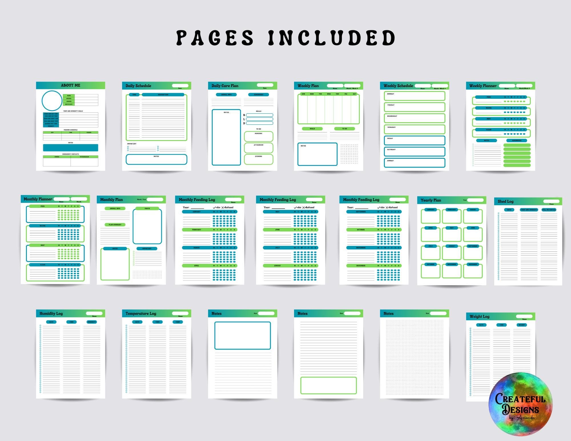 Reptile Care Journal- Log- Printable PDF - Etsy