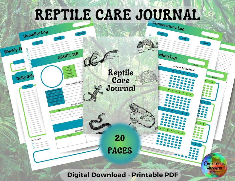 Reptile Care Journal- Log- Printable PDF - Etsy