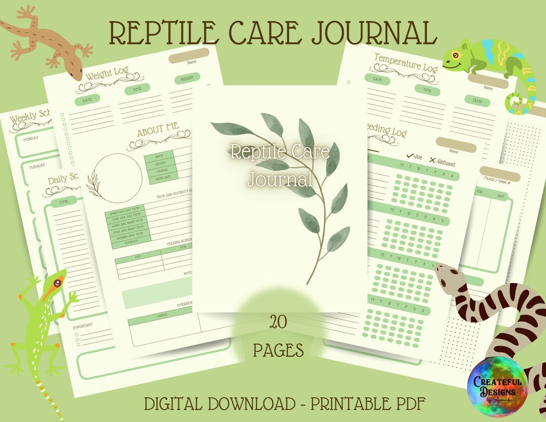 Reptile Care Journal- Log- Printable PDF - Boho - Etsy