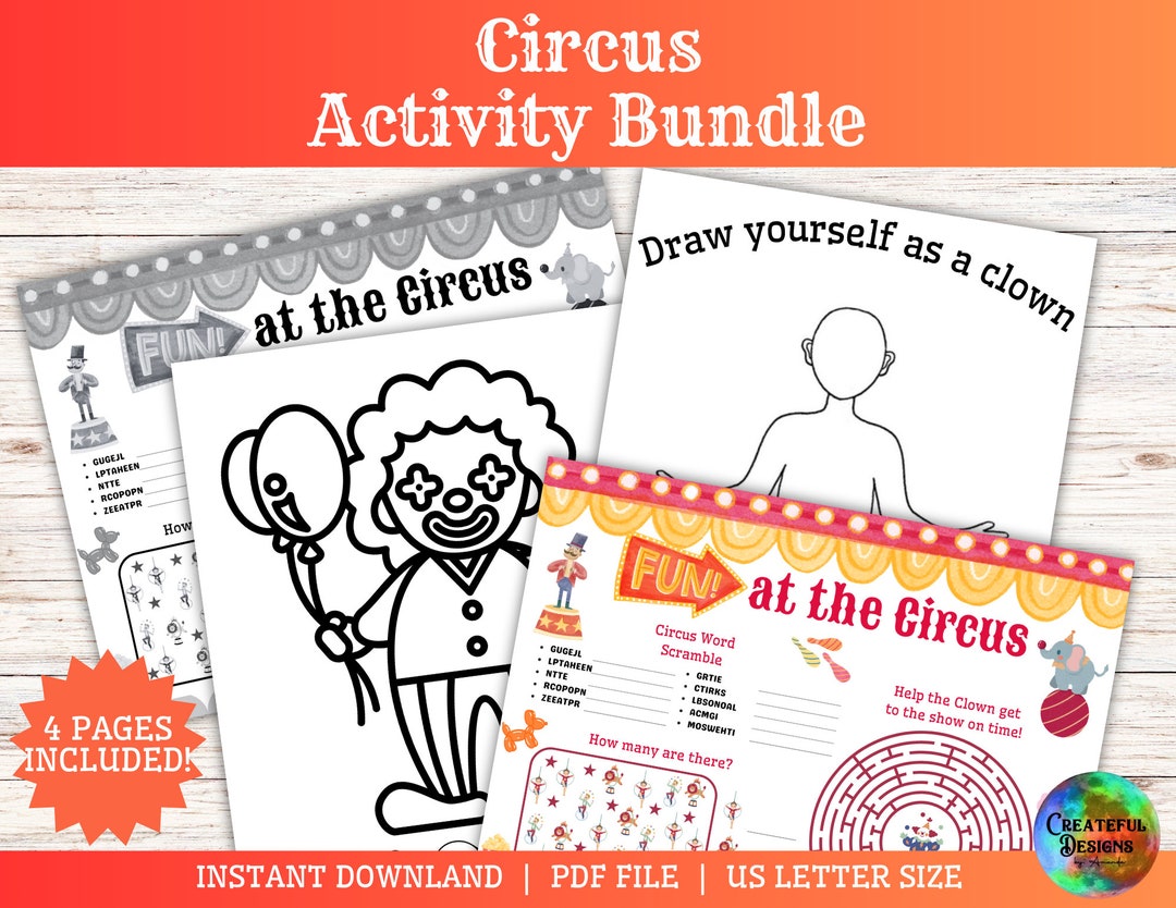 Circus Clown Activity Bundle - Etsy