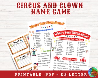 Creepy Carnival Name Game, Vintage Circus Birthday Party, Printable ...