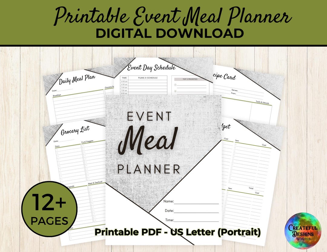 Printable Event Meal Planner - Etsy