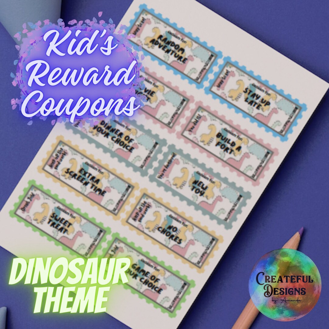 Kid’s Reward Coupons – Dinosaur Theme - Etsy