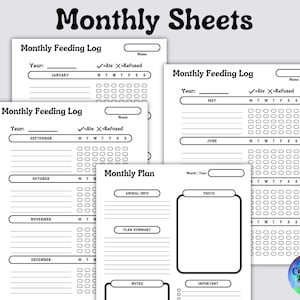 Reptile Care Journal- Log- Printable PDF- Black and White- Simple ...