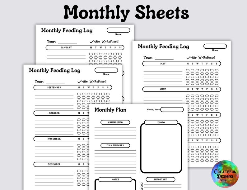 Reptile Care Journal- Log- Printable PDF- Black and White- Simple - Etsy