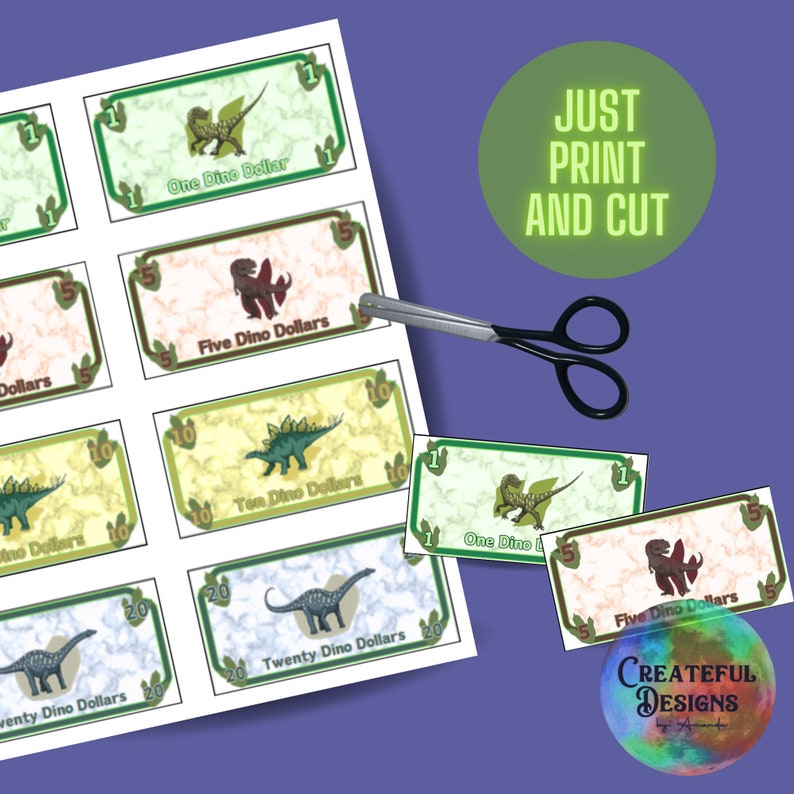 Kid’s Reward Dollars – Reward Sheet – Dinosaur Theme – Money Management ...