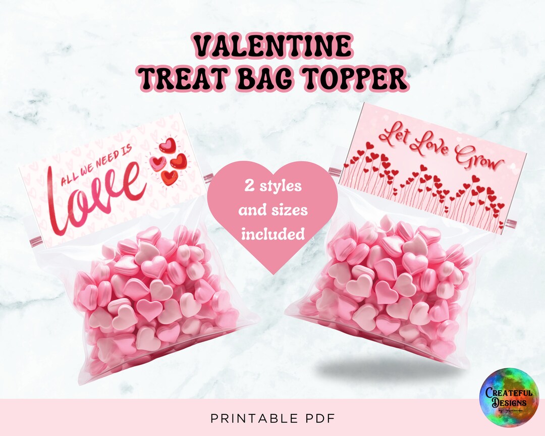 Valentine Treat Bag Toppers Printable - Etsy