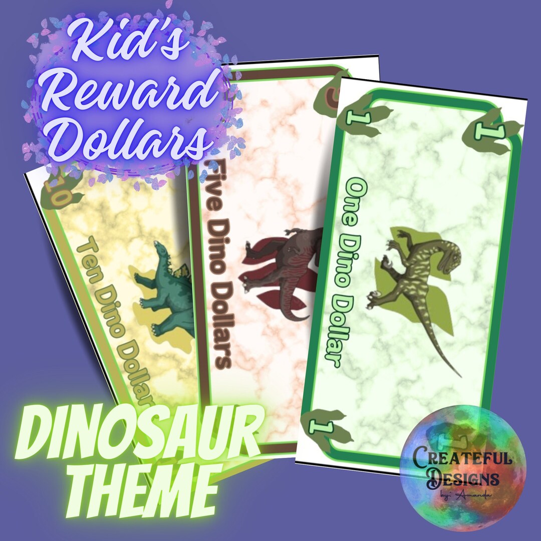 Kid’s Reward Dollars – Reward Sheet – Dinosaur Theme – Money Management ...