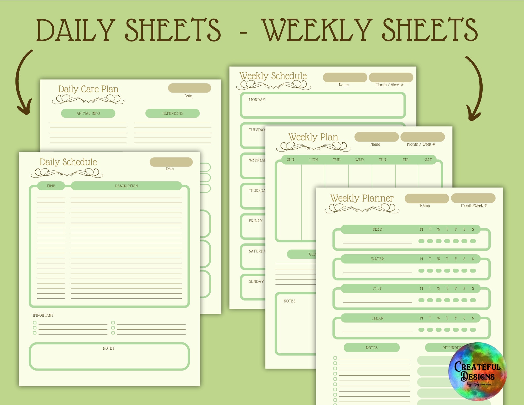 Reptile Care Journal- Log- Printable PDF - Boho - Etsy