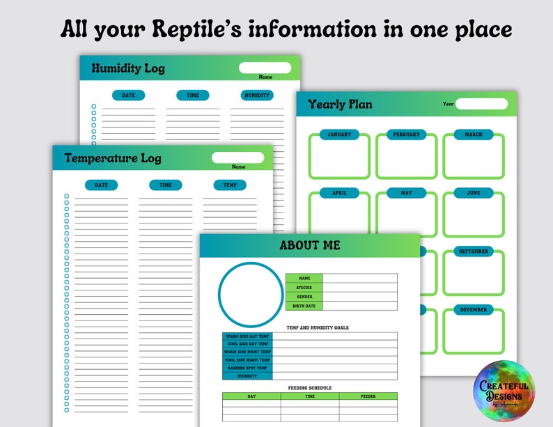 Reptile Care Journal Log Printable PDF - Etsy