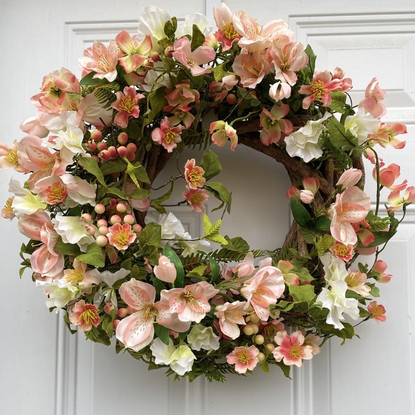 Pink Floral Wreath - Etsy
