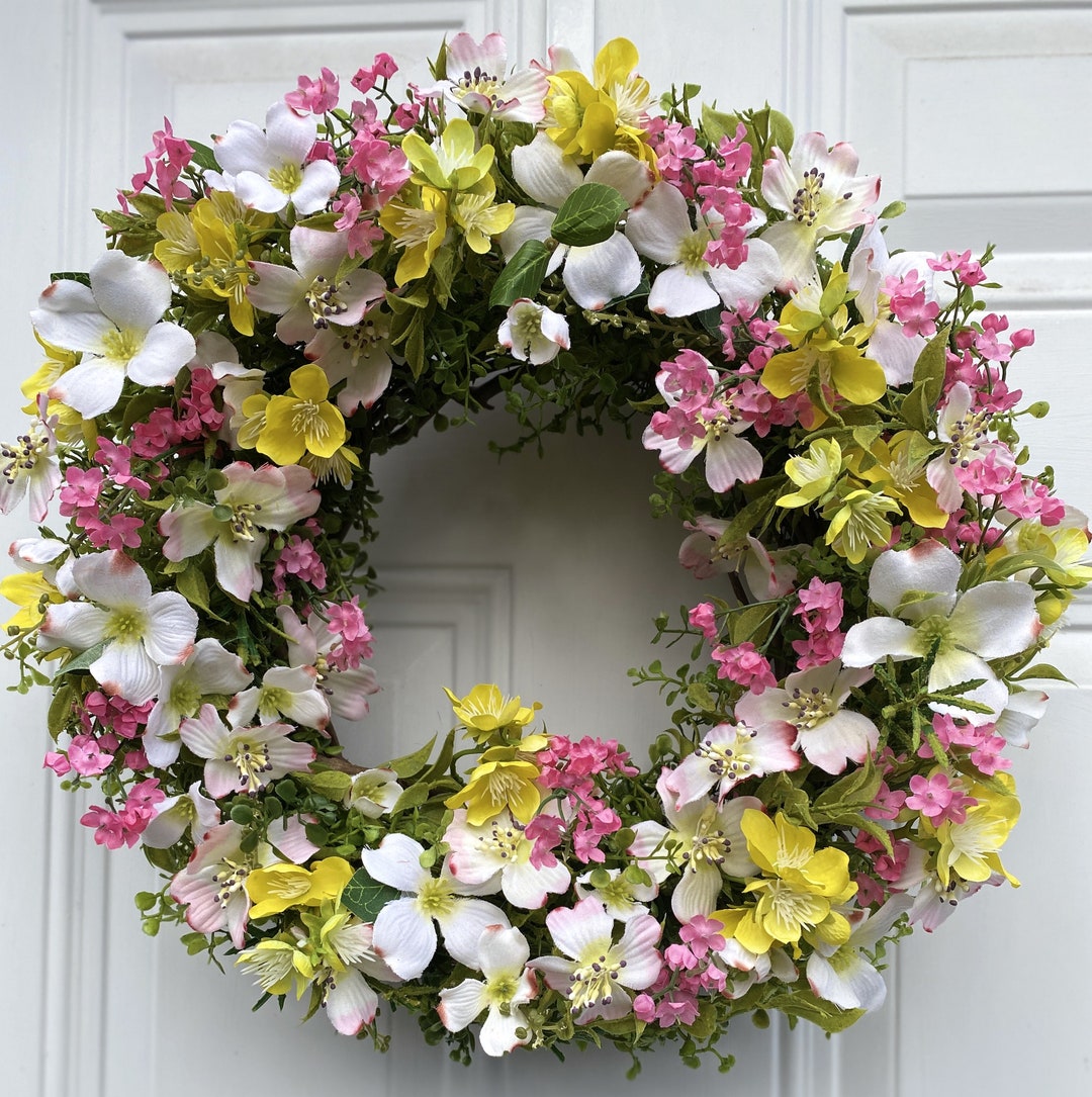 Multi-floral Spring Wreath | Multi-color Summer Wreath | 16-inch ...