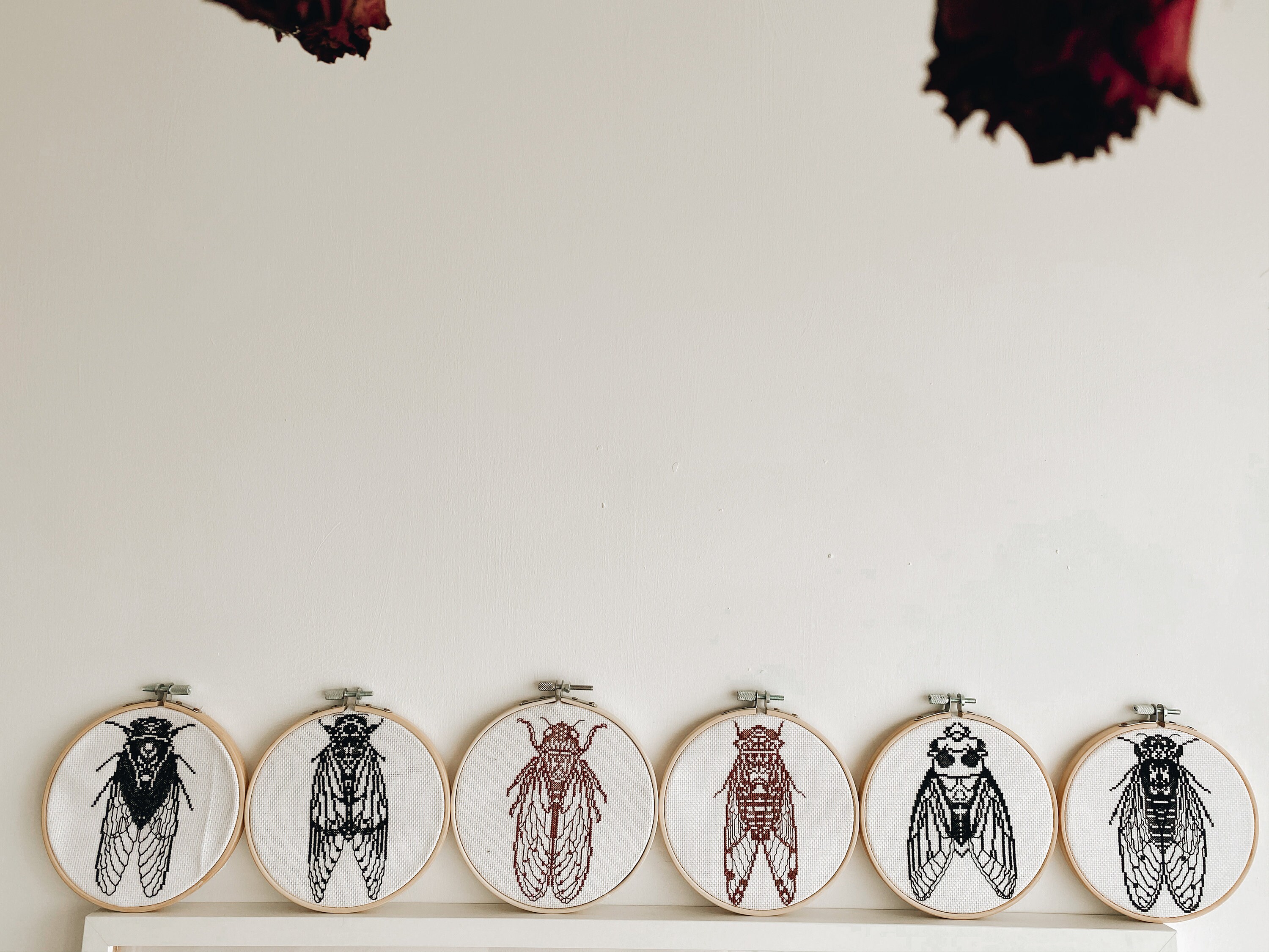 Cicada Cross Stitch Patterns, Blackwork Insect Art (12 Patterns) (PDF ...