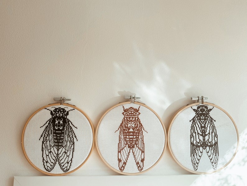 Cross Stitching Patterns of Cicadas Fig. 01 to 09 (9 Patterns) - Etsy