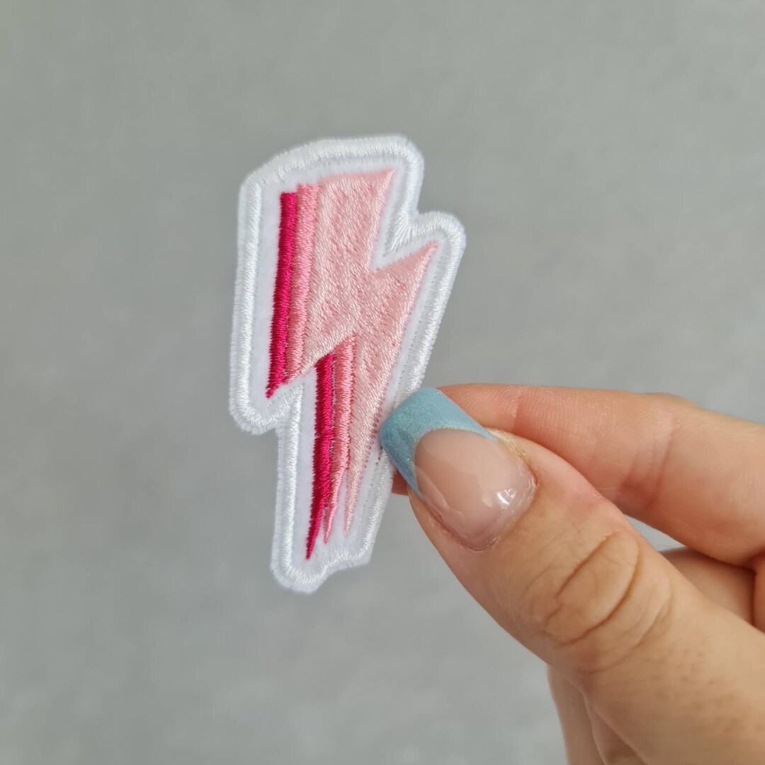 Pink Girly Lightning Power Bolt, Embroidered Iron or Sew on Patch for ...