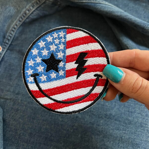Patriotic Smiley Face Patch - Etsy
