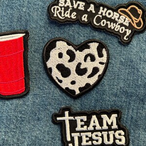 Cow Print Heart, Brown or Black, Embroidered Patch, Country/western ...