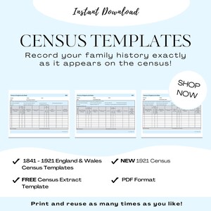 Family History & Census Template Bundle: Research Starter Kit (digital ...