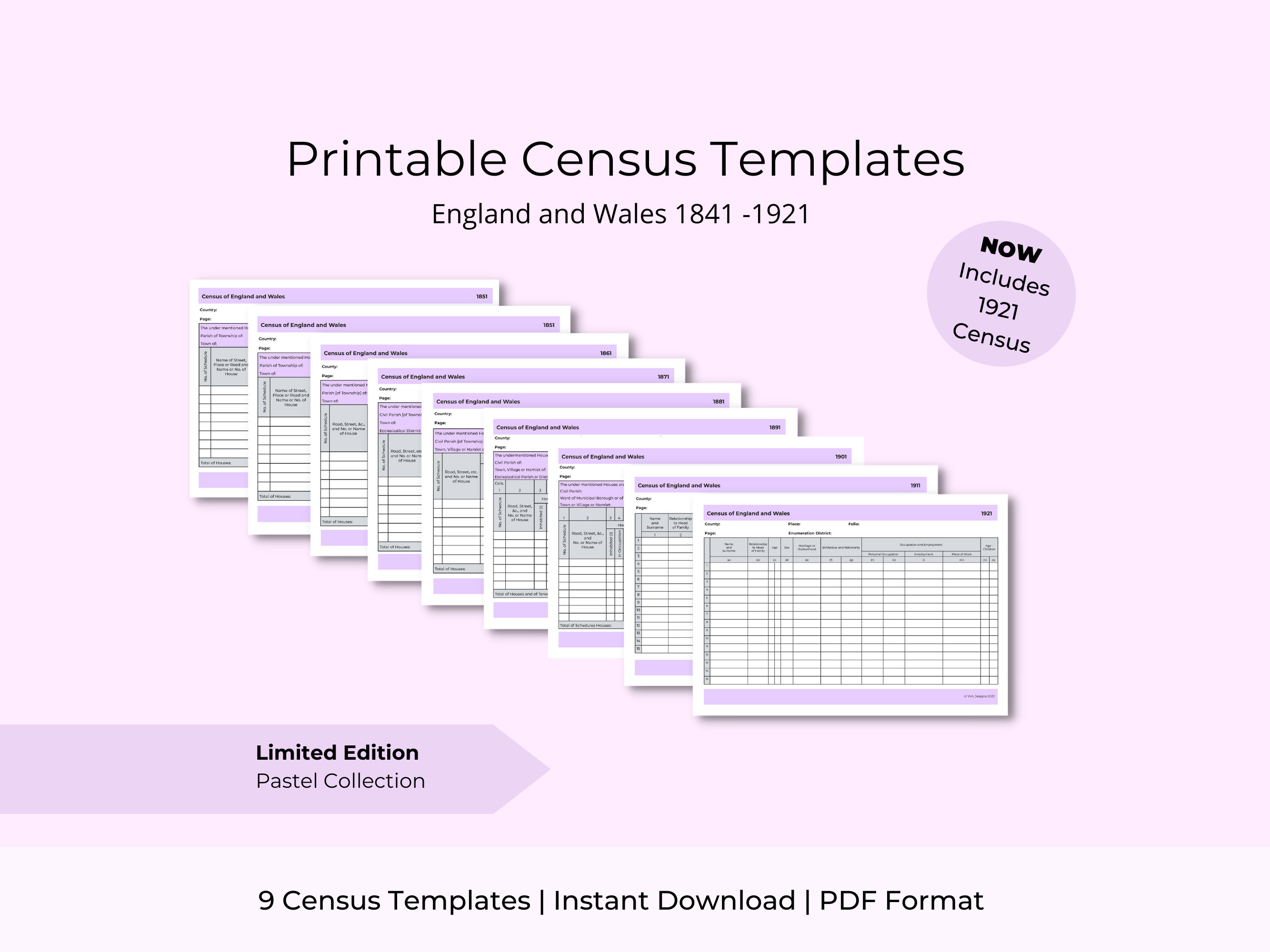 1841 1921 England and Wales Census Templates Printable Genealogy ...